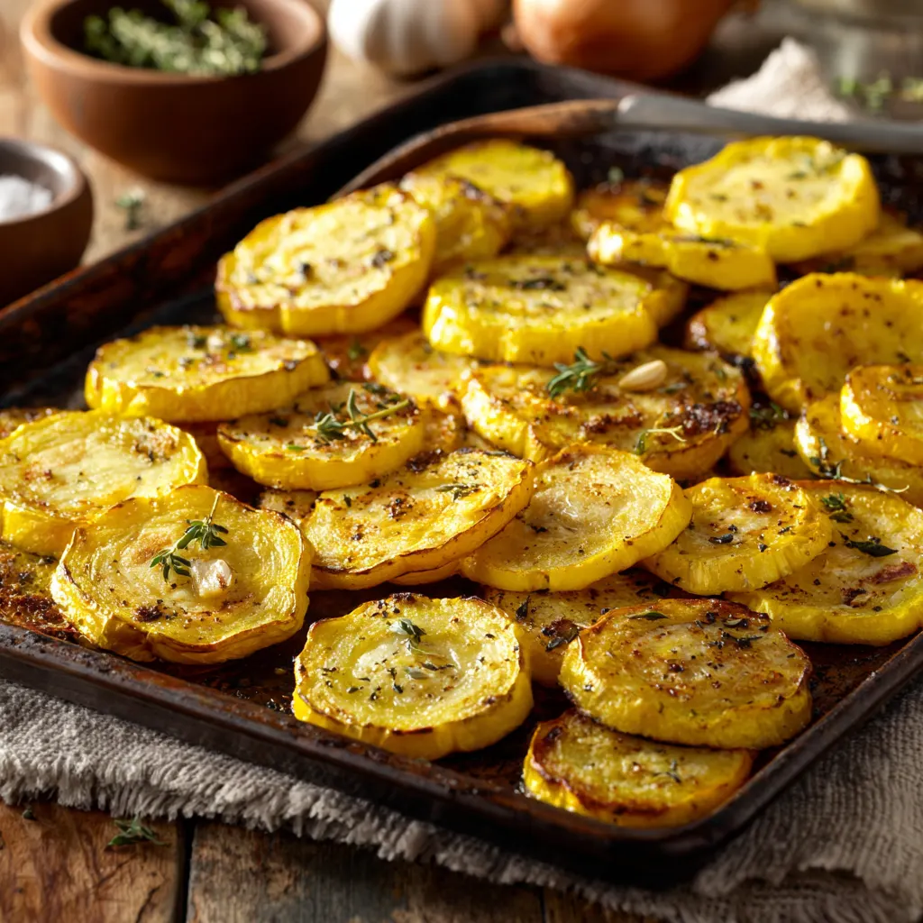 Easy Garlic Roasted Yellow Squash Fresh from the Oven