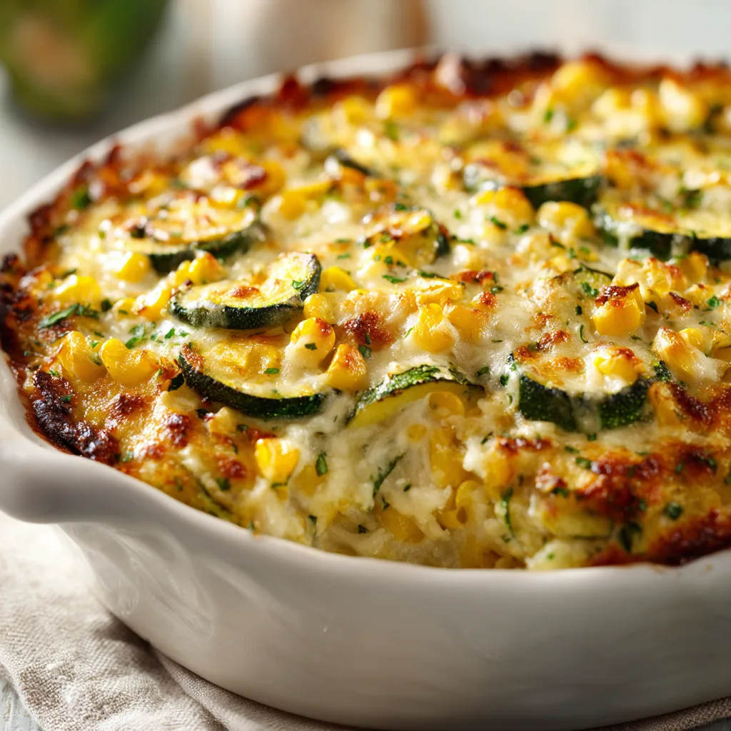 Zucchini Squash and Corn Casserole (Easy & Creamy)